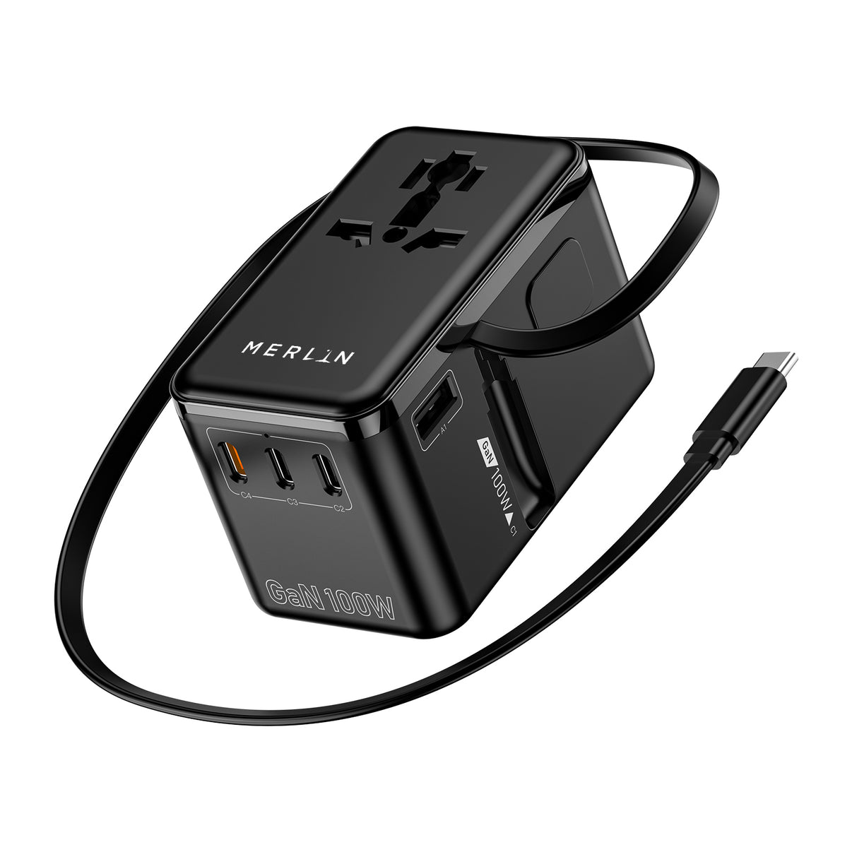 PD Power III 100W Gan Adapter with Retractable Cable